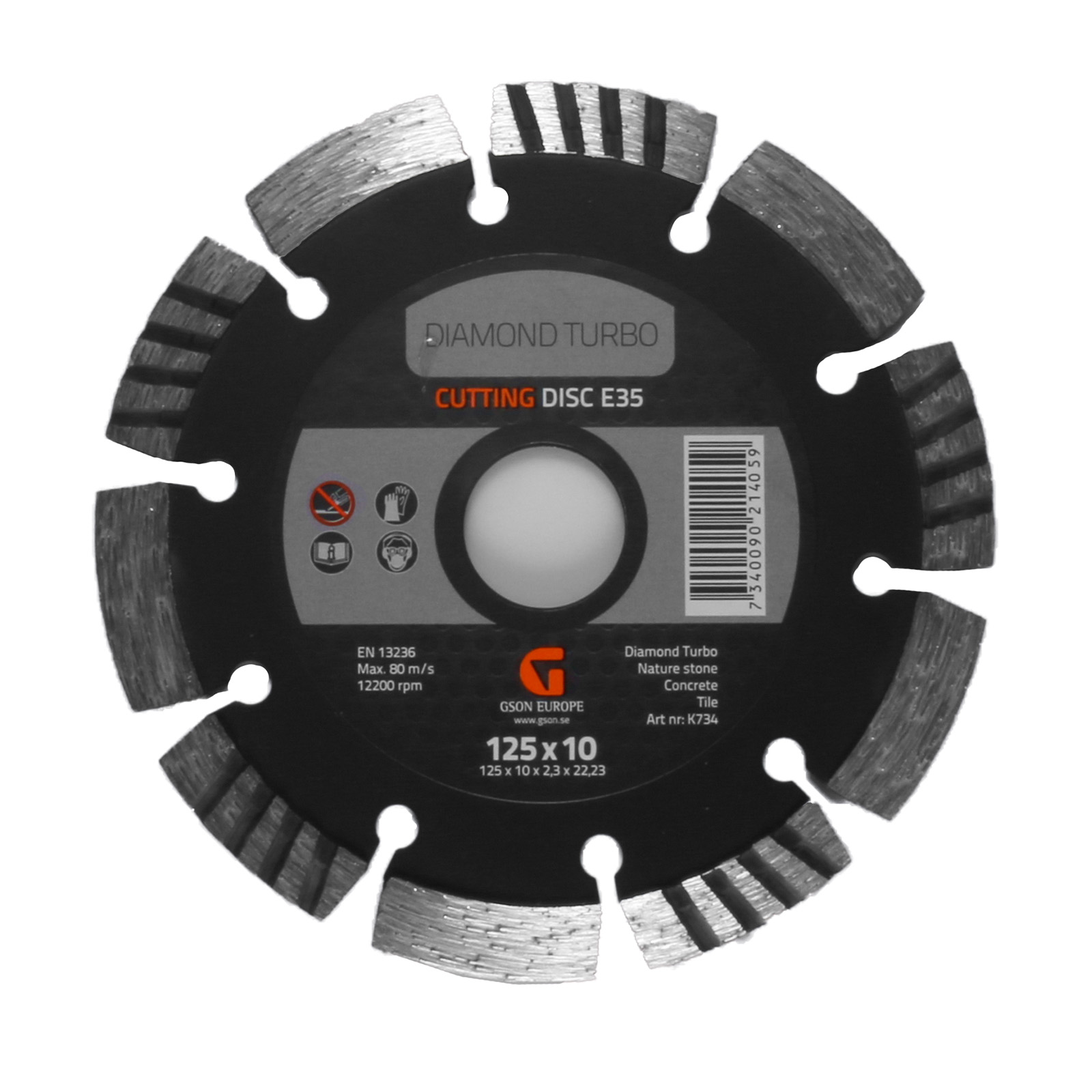 Diamond Turbo Cutting Disc E35 - Segmenterad turbo diamantkapskiva.